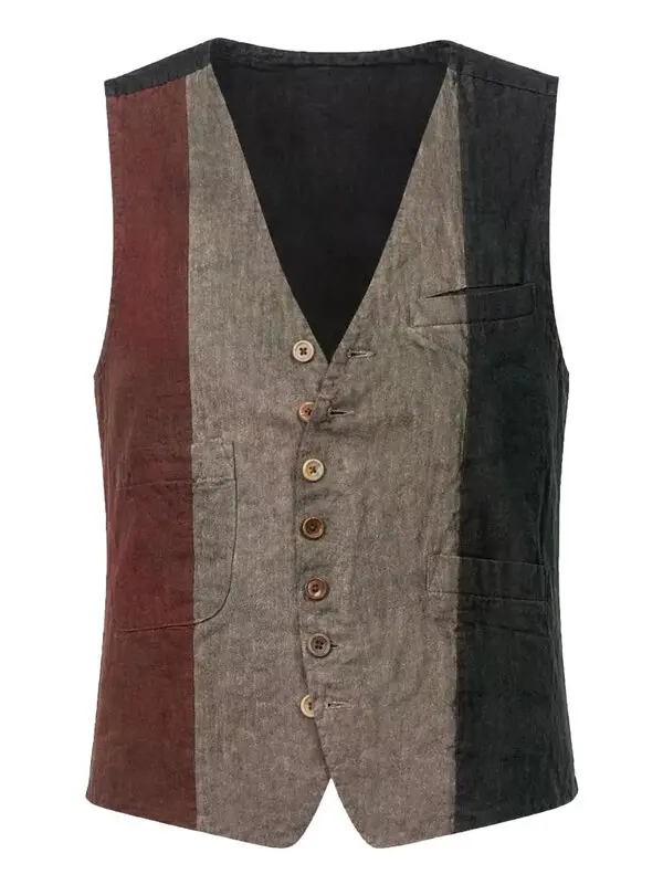 ALEKSANDR MANAMÏS Colour-block Button-up Gilet - Blue