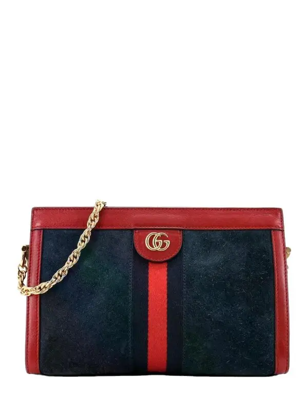 Gucci Ophidia Chain Suede Small Shoulder Bag - Blue