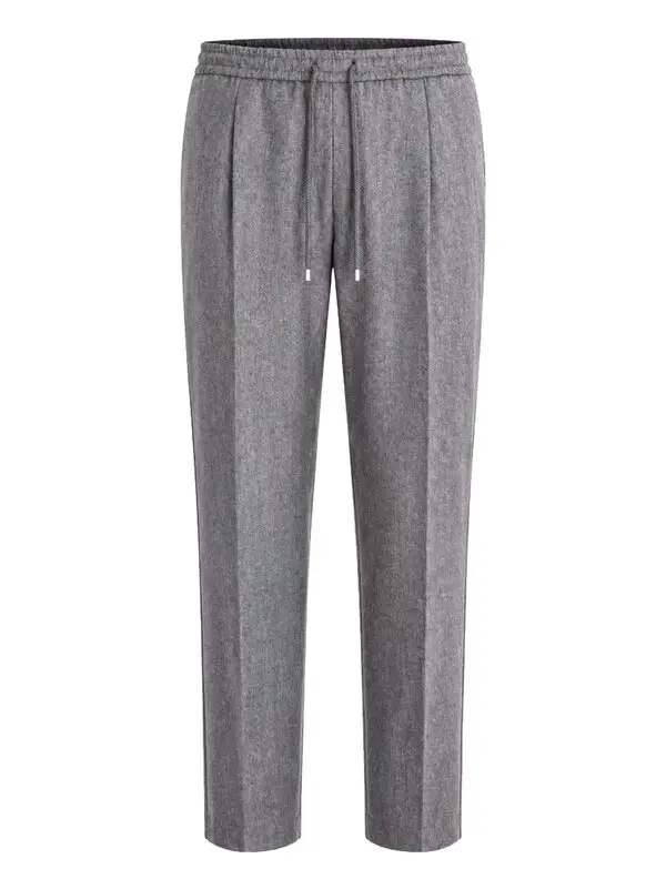 BRIGLIA 1949 Dark Flannel Drawstring Waist Trousers - Grey