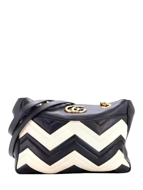 Gucci Gg Marmont Matelassé Leather Chain Shoulder Bag - Black