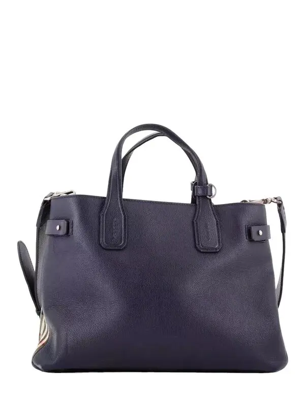 Burberry Banner Leather Medium Tote Bag - Blue