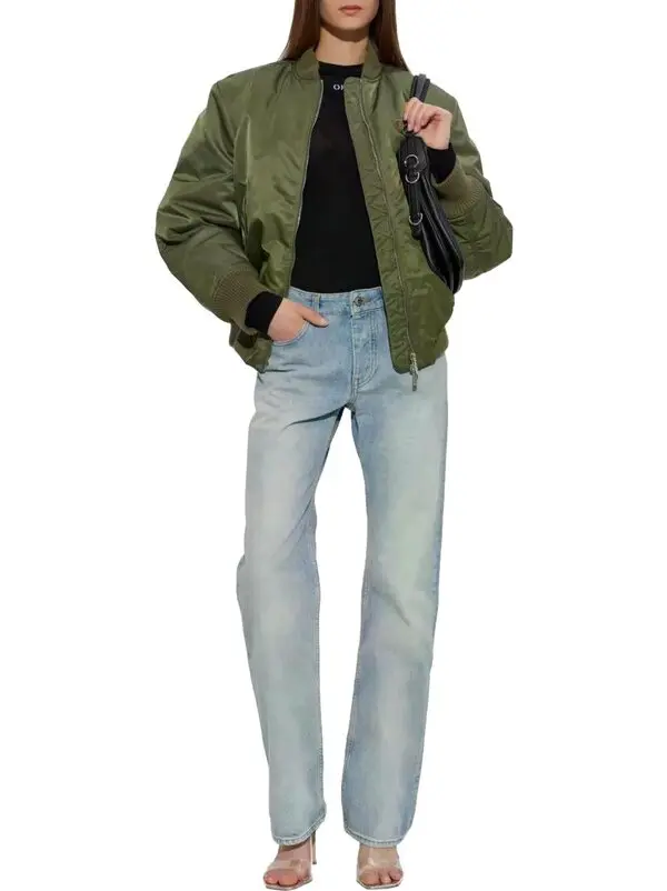 Off-White Logo-patch Bomber Jacket - Green