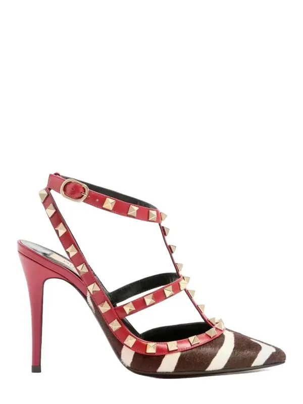 Valentino Garavani Rockstud Pumps In Pony-effect Calfskin - Brown