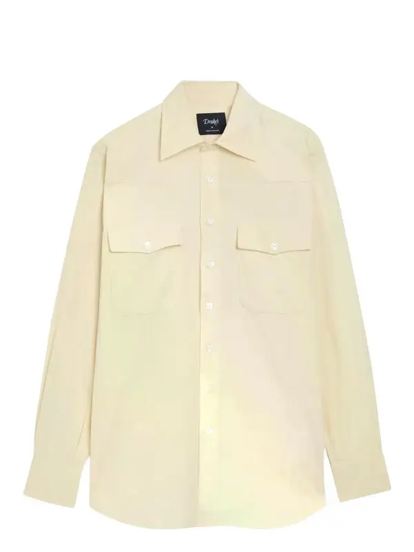 DRAKE'S Cotton Shirt - Neutrals