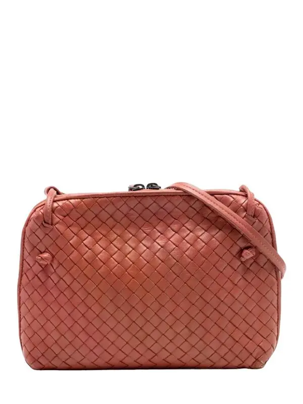 Bottega Veneta Nappa Intrecciato Nodini Crossbody Bag - Red