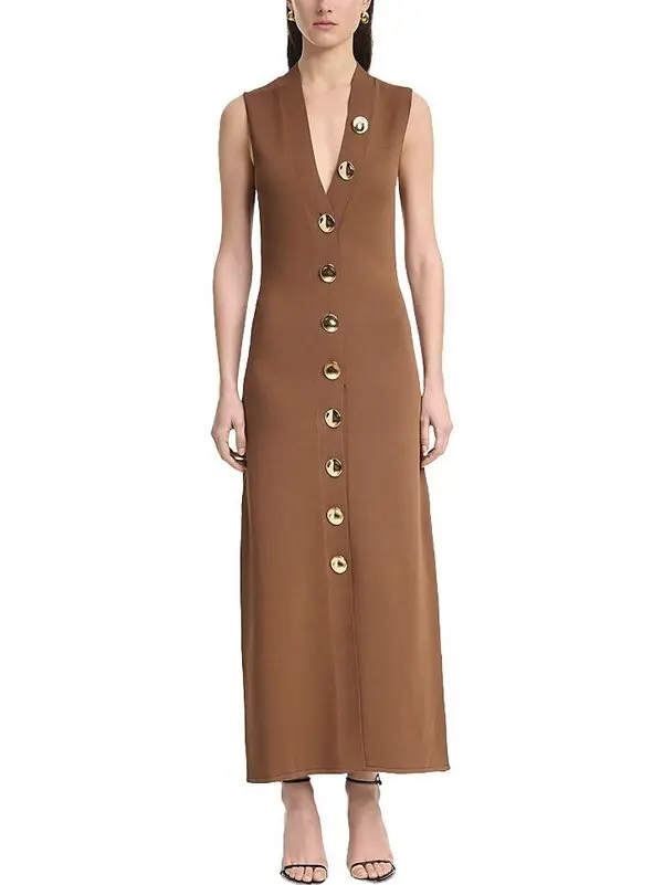 Altuzarra Axia Button Front Maxi Dress - Toffee