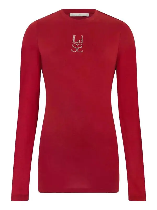 LUDOVIC DE SAINT SERNIN Logo Embellished Long Sleeve T-shirt - Red