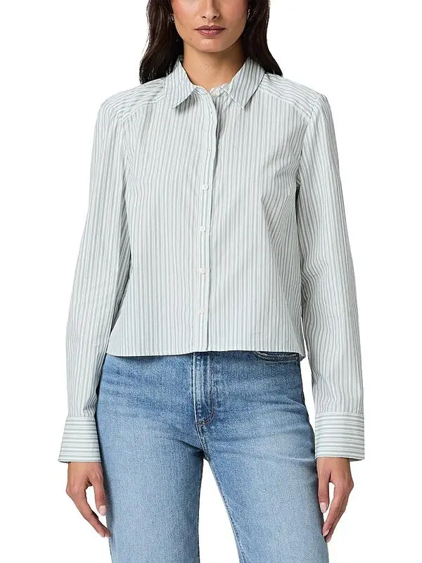 Paige Striped Cotton Shirt - Surf/white