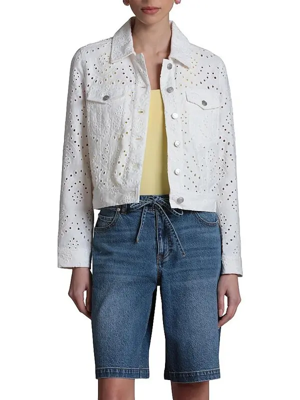 Bagatelle Eyelet Trucker Jacket - White