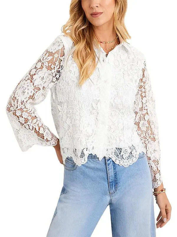 Karen Kane Lace Button-down Jacket - Off White