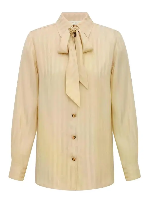 Zimmermann Beige Striped Pussy-bow Shirt - Neutrals