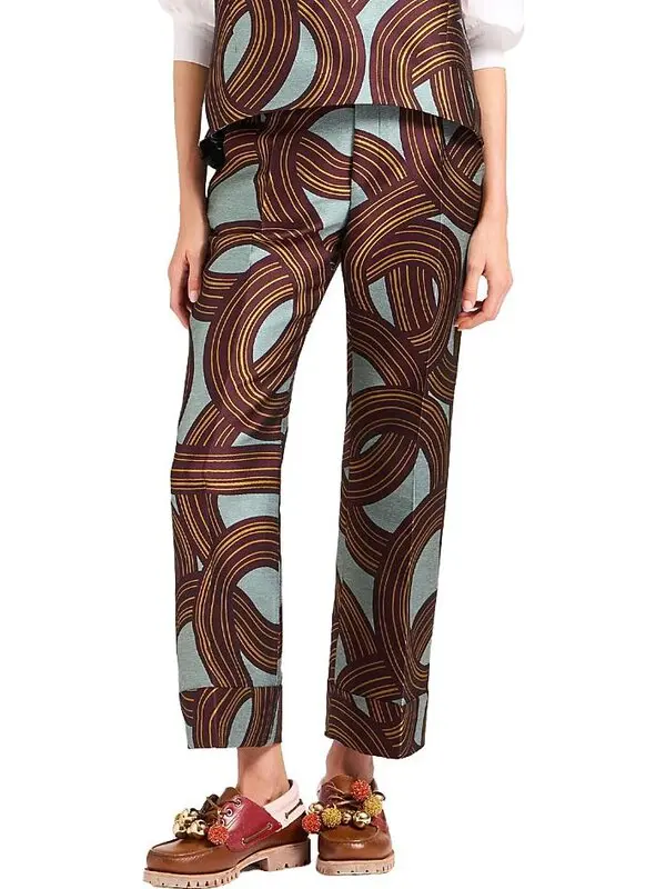 La DoubleJ Hendrix Printed Jacquard Trousers - Montecarlo Jacquard Dusty Blue