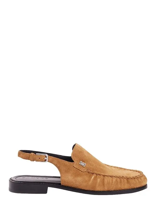 Sandro Leather Slingback Loafers - Beige