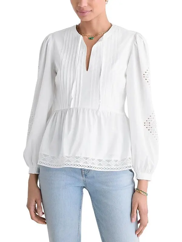 Vineyard Vines Nora Pintuck Eyelet Top - White