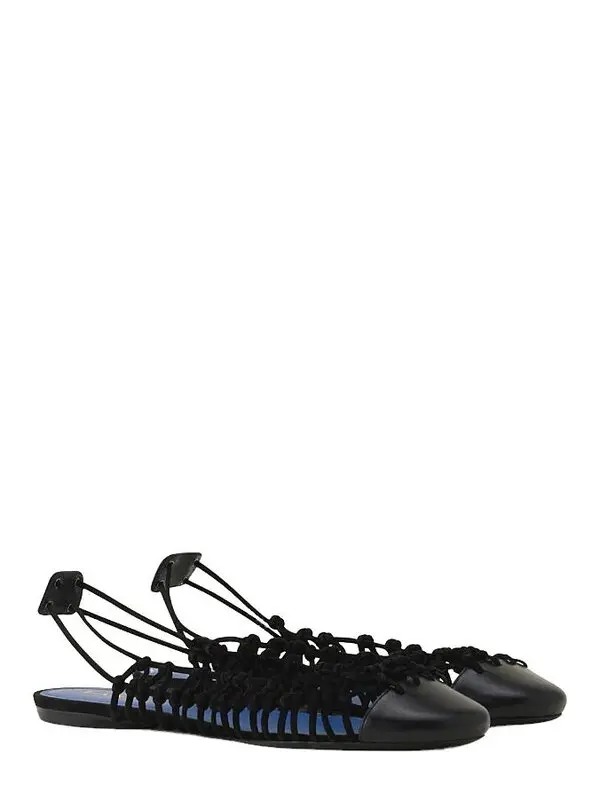 LANVIN Leather Knitline Slingback Ballerina - Black