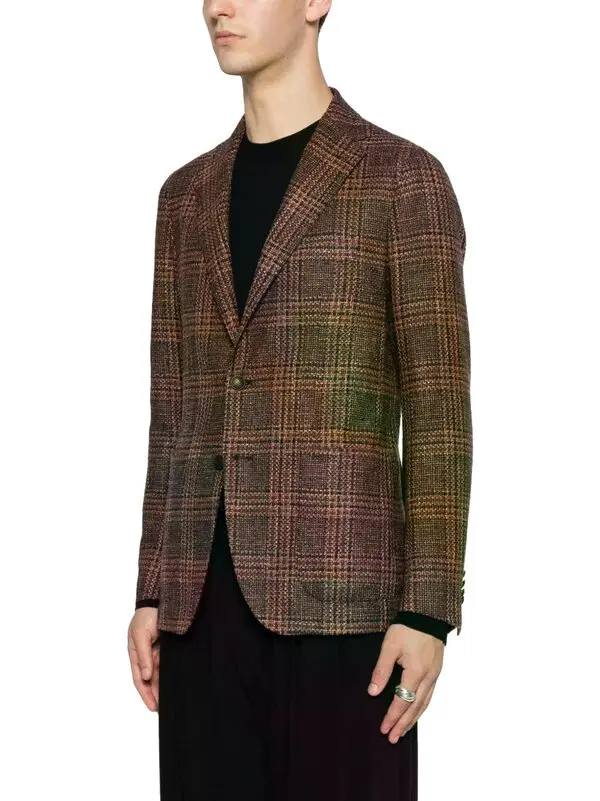 Tagliatore Check-pattern Notched-lapel Blazer - Brown