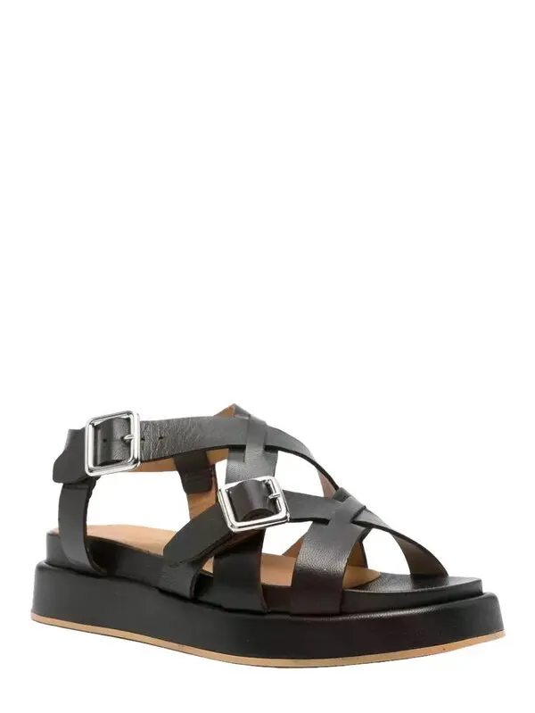 ANNA F. Crossover-strap Sandals - Brown