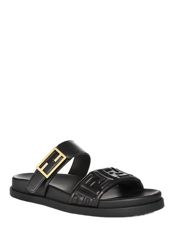 Fendi Feel Slide Sandals With Adjustable Strap - Nero+nero