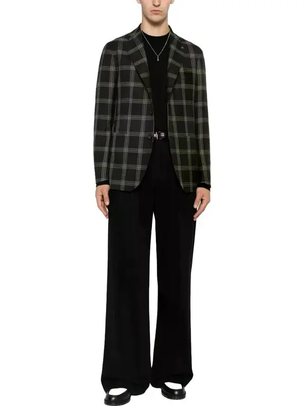 Tagliatore Check-pattern Single-breasted Blazer - Grey
