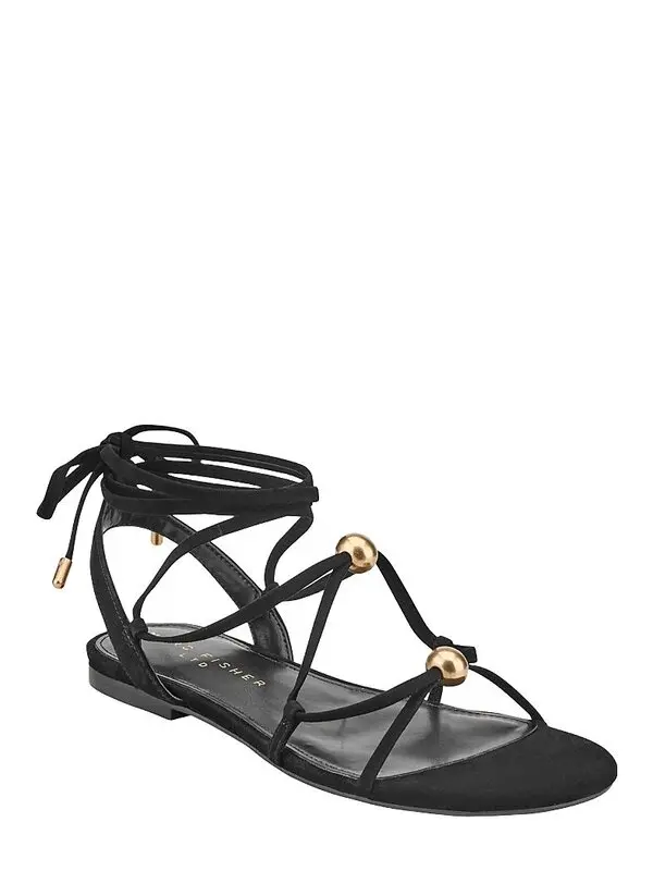 MARC FISHER LTD. Strappy Flat Sandals With Tie Fastening - Black