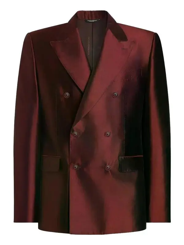 Dolce & Gabbana Sicilia Light Double-breasted Jacket In Shantung Silk - Red