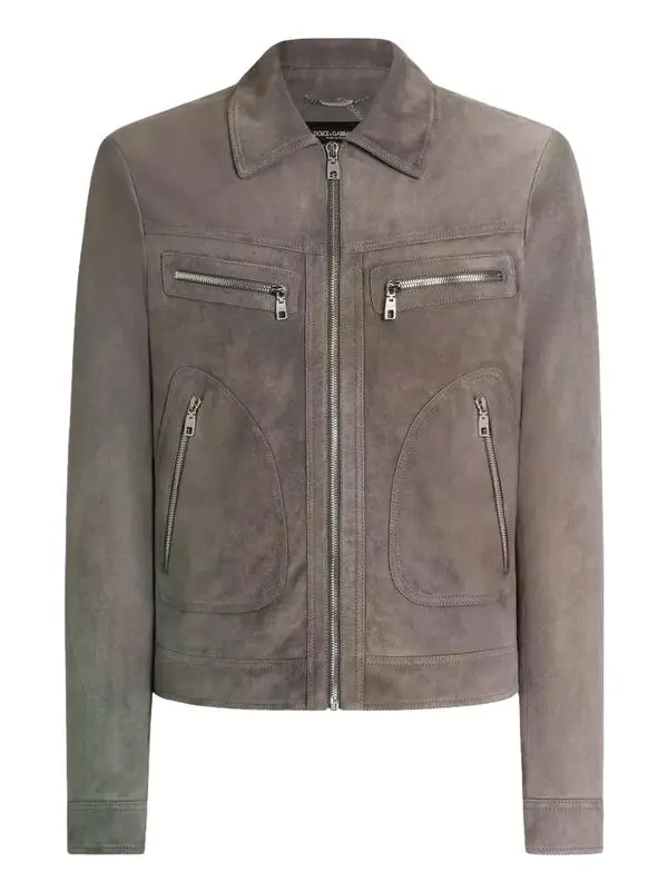 Dolce & Gabbana Suede Zip-up Jacket - Grey