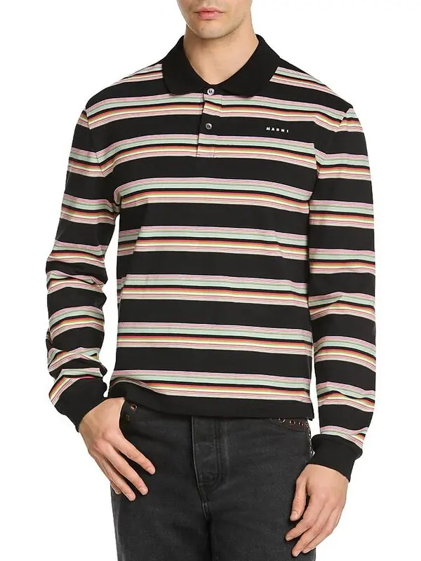 Marni Slim Fit Long Sleeve Polo Shirt - Pale Mint