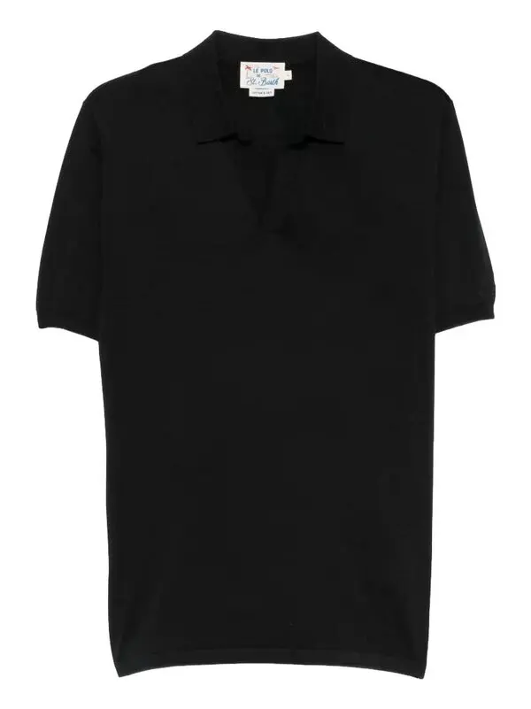 MC2 SAINT BARTH Half-button Polo-collar T-shirt - Black