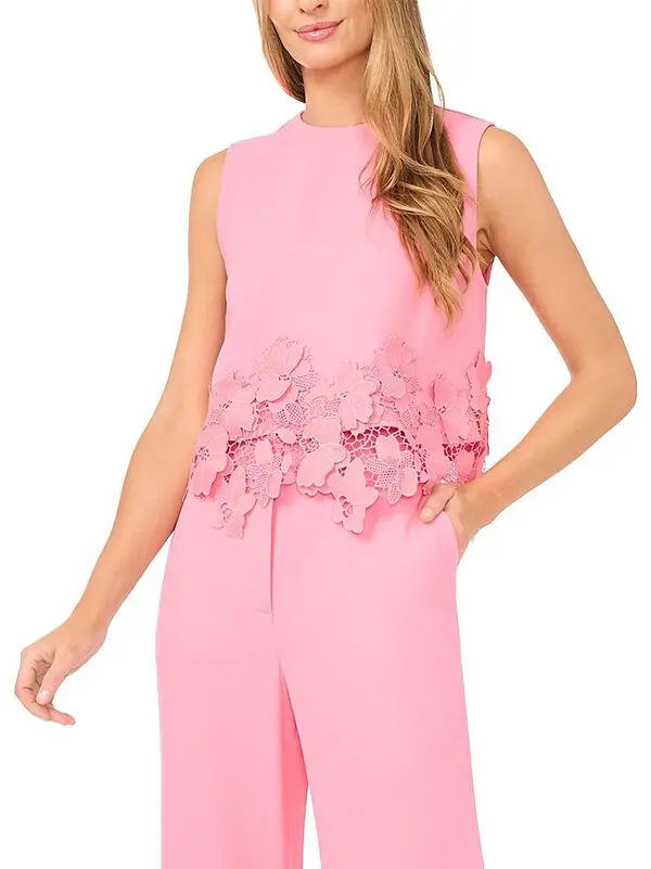 Ted Baker London Issa Lace Hem Shell Top - Pink Drink