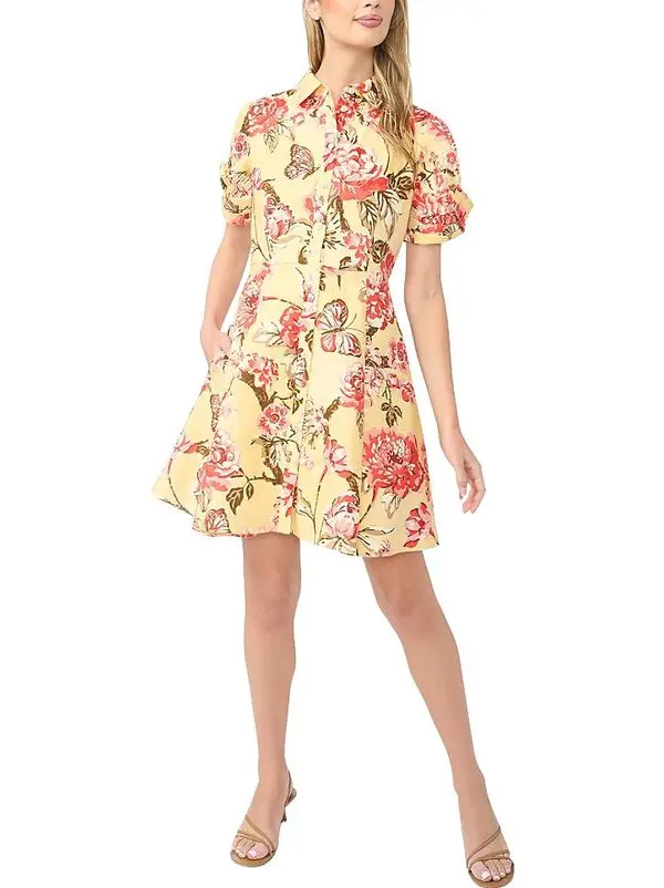 Ted Baker London Stina Twist Sleeve Flared Mini Dress - Creamed Corn