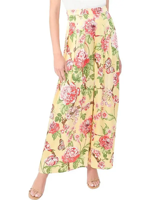 Ted Baker London Evelyn Floral Wide Leg Pants - Creamed Corn
