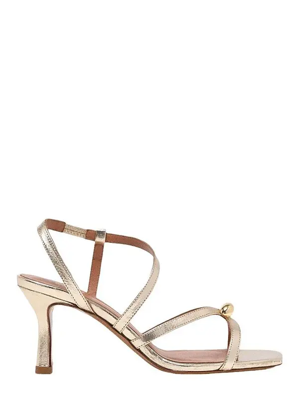 Maje Metallic Leather Strappy High Heel Sandals - Light Gold