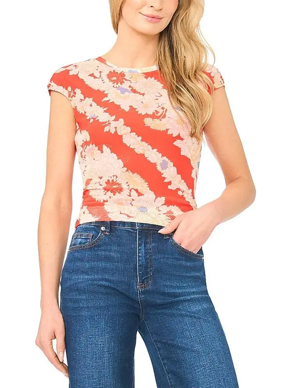 Ted Baker London Jodie Floral Drop Shoulder Fitted Tee - Fire Orange