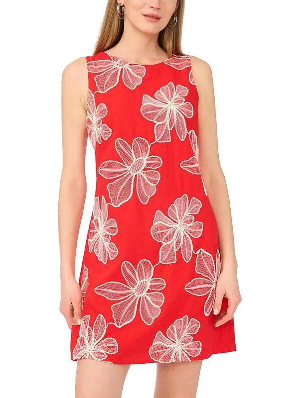Vince Camuto High Neck A-line Mini Dress - Lobster Red