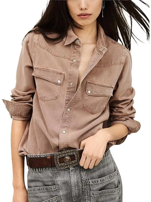 Ba&sh Jada Button Front Shirt - Pink