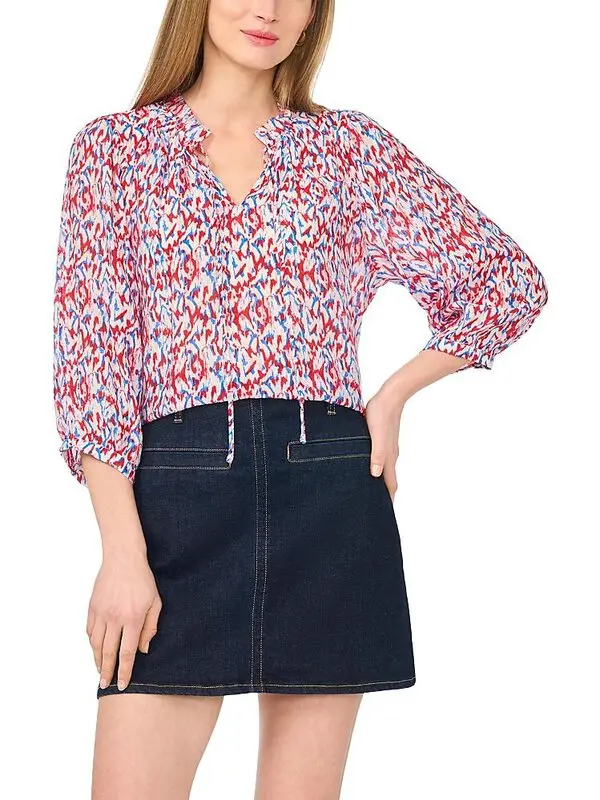 Vince Camuto Raglan Split Neck Blouse - Red Hot