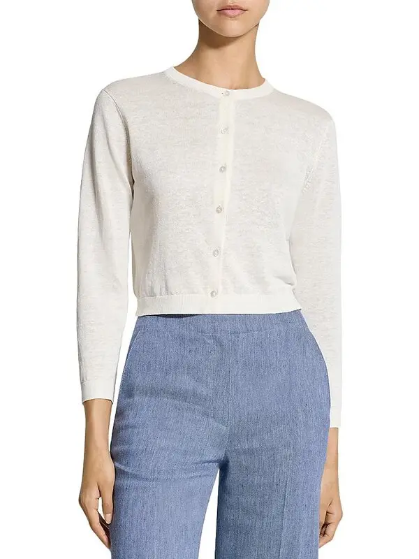 Theory Cropped Cardigan - Bone