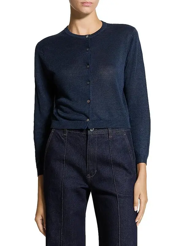 Theory Cropped Cardigan - Nocturnal Navy