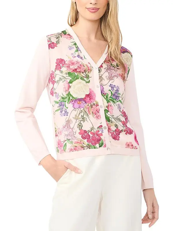 Ted Baker London Lisa Mixed Media Cardigan - Cloud Pink