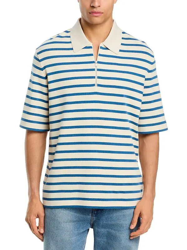 JIL SANDER Zip Stripe Polo Shirt - Cornsilk
