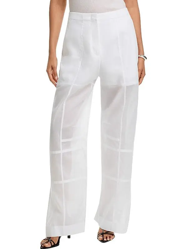 JIL SANDER Paneled Cotton-voile Wide-leg Pants - Optic White