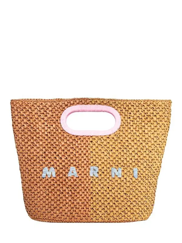 Marni Raffia Tote Bag - Rose/pompeii/coffee/shadow