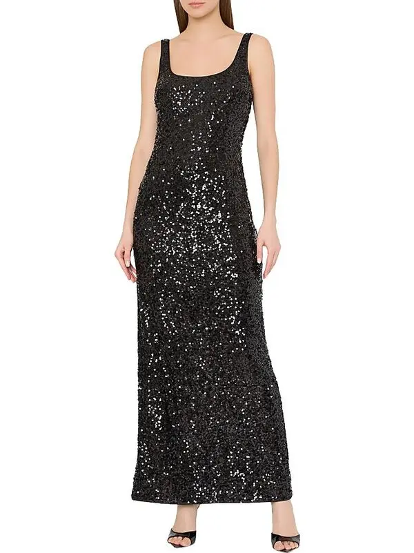 MILLY Tatum Sequin Maxi Dress - Black