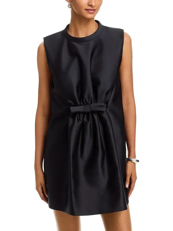 Rabanne Satin Bow Mini Dress - Black