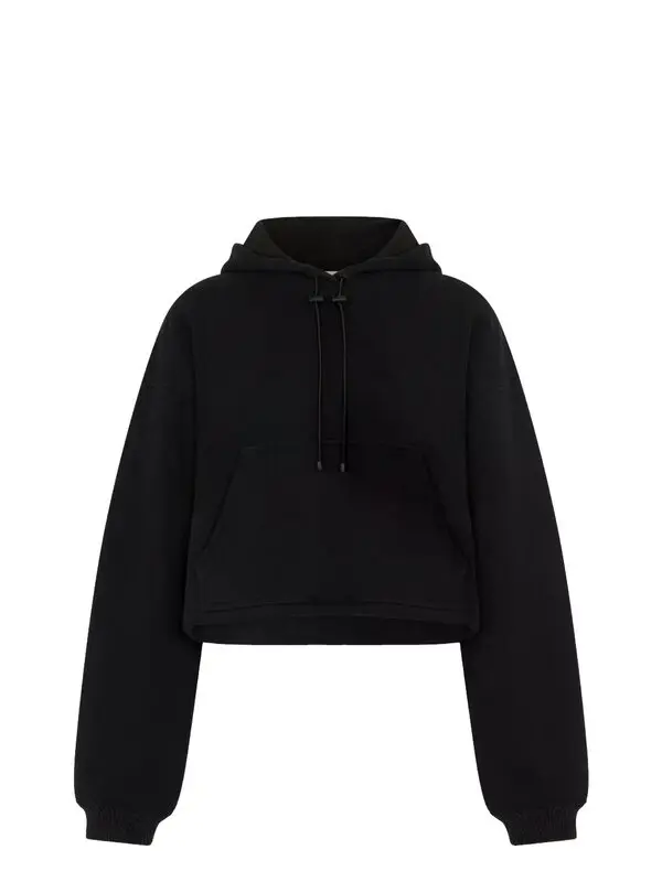 THE MANNEI Cropped Drawstring Hoodie - Black