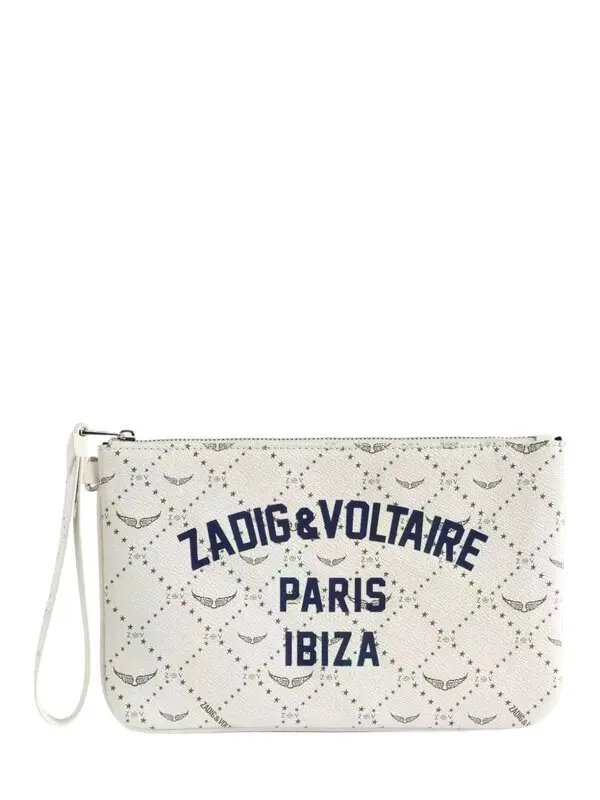 Zadig&Voltaire Logo-print Zip Clutch Bag - Neutrals