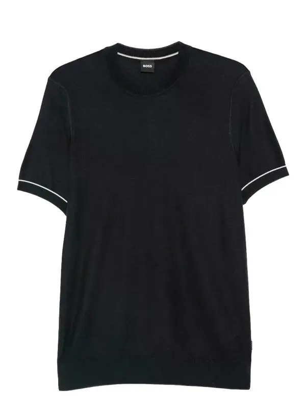 BOSS Contrast Trim Short-sleeve Sweater - Black