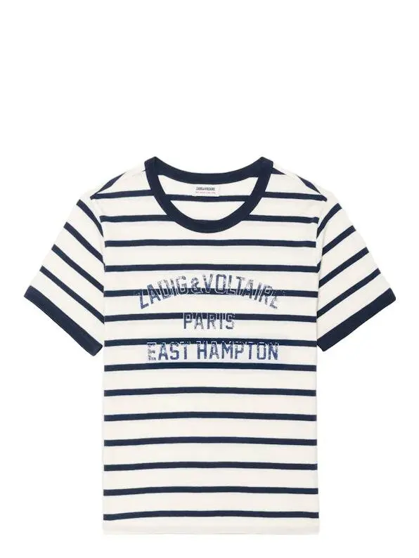 Zadig&Voltaire Striped Cotton T-shirt With East Hampton Print - Judo