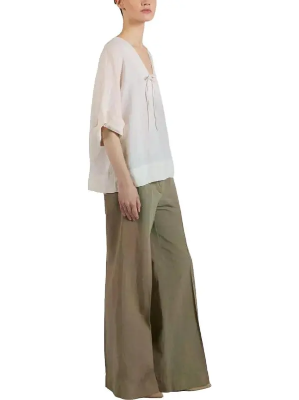 GLANSHIRT Ivory Tie-neck Blouse - Neutrals