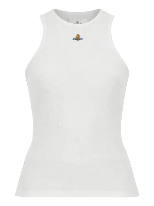 VIVIENNE WESTWOOD Ribbed Logo Tank Top - White
